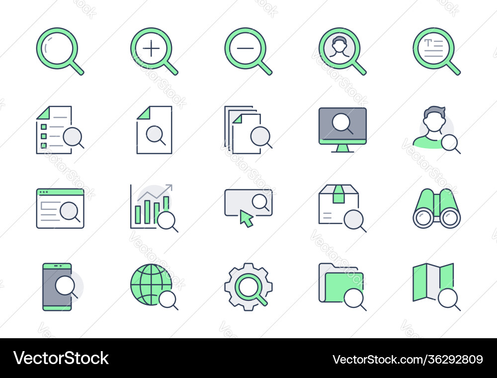 Search simple line icons Royalty Free Vector Image