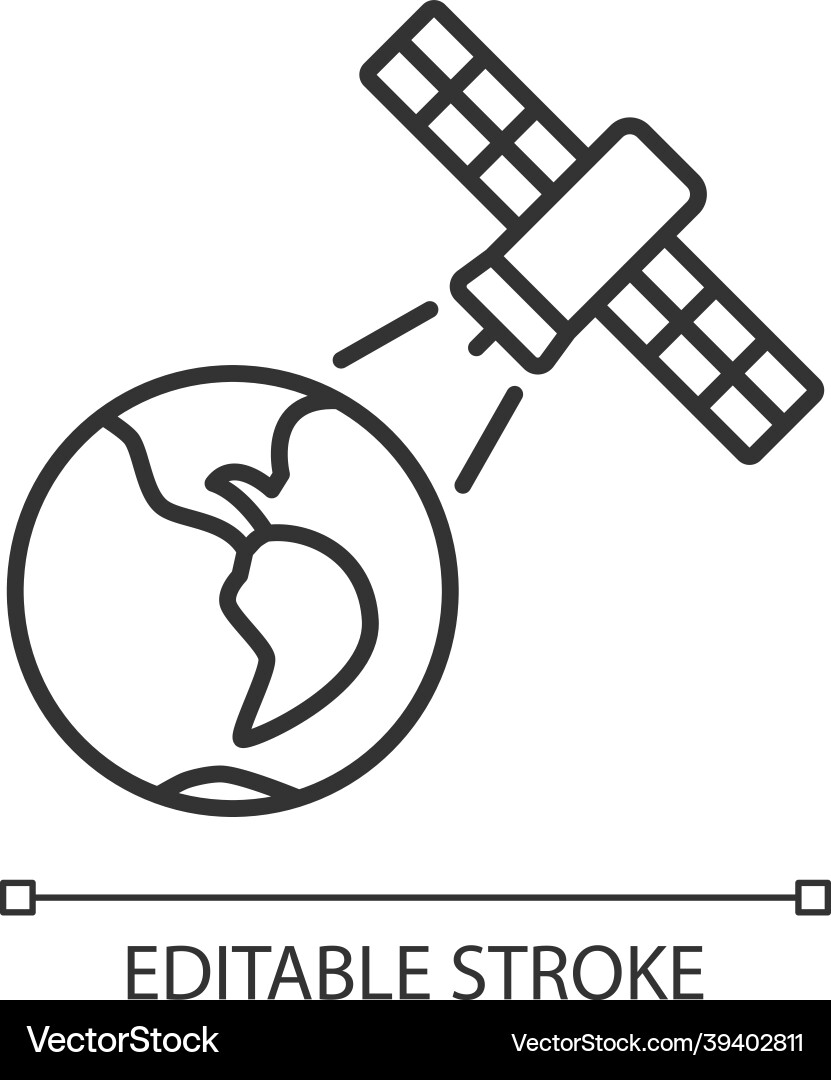 Earth observation process linear icon Royalty Free Vector