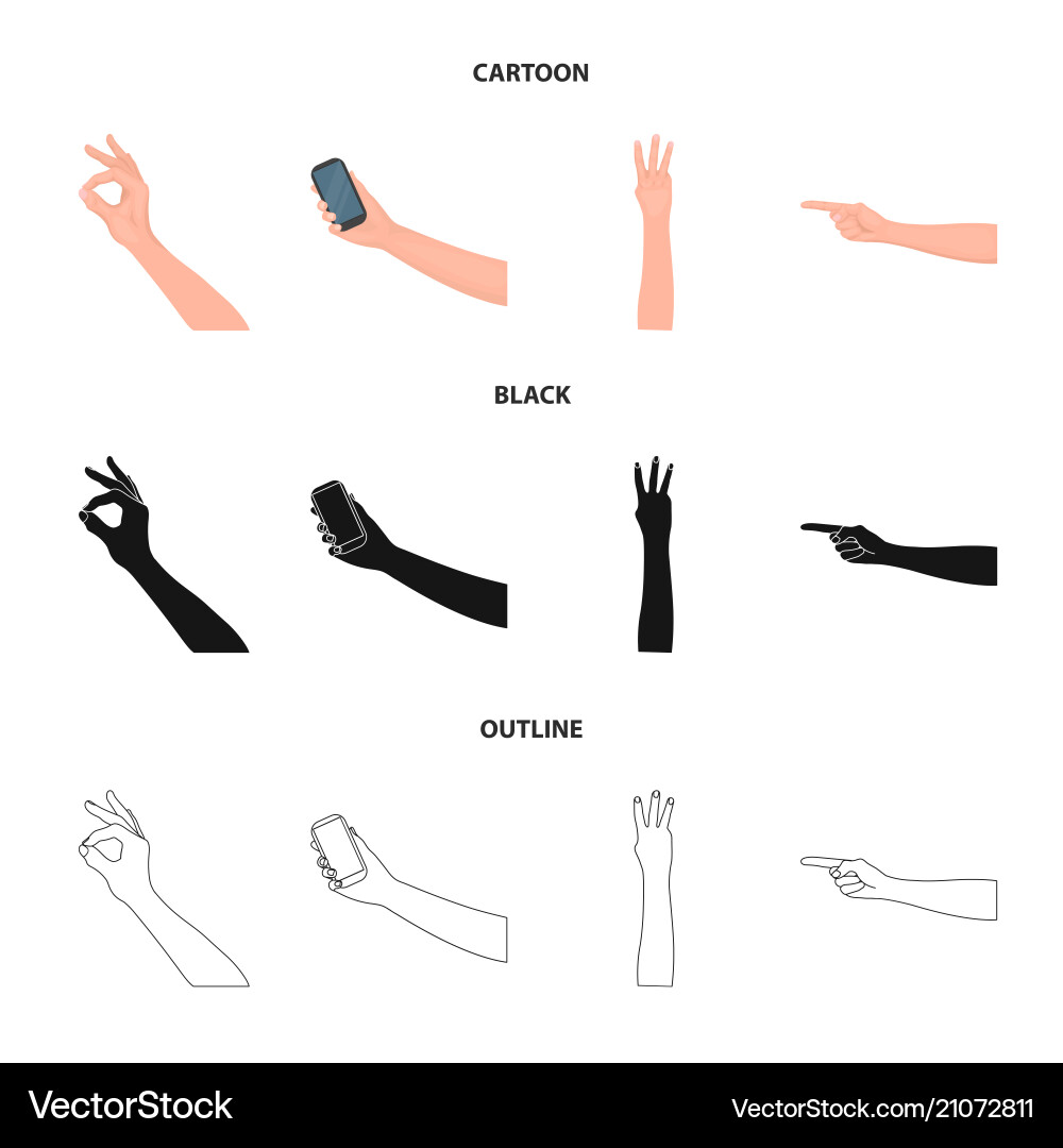 Sign language cartoonist icons in set Royalty Free Vector