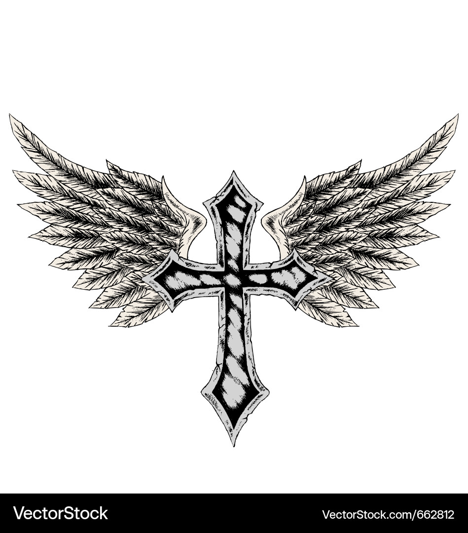 Cross wing emblem Royalty Free Vector Image - VectorStock