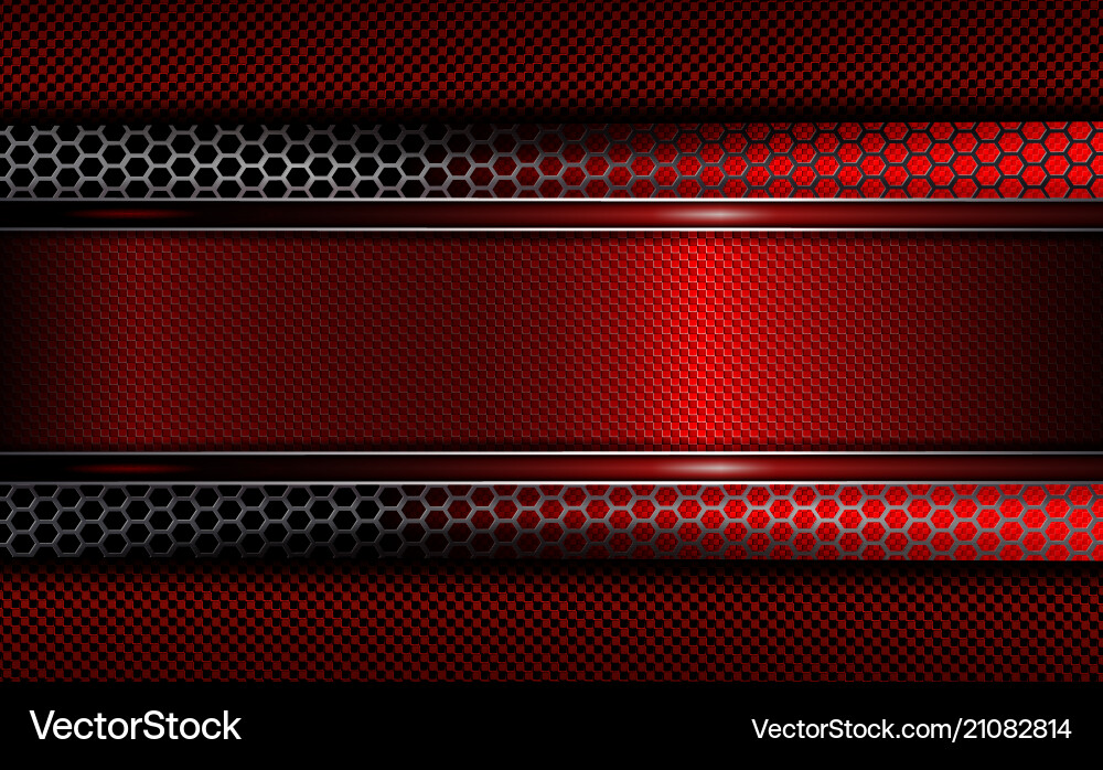 Geometric background with a red frame and metal Vector Image