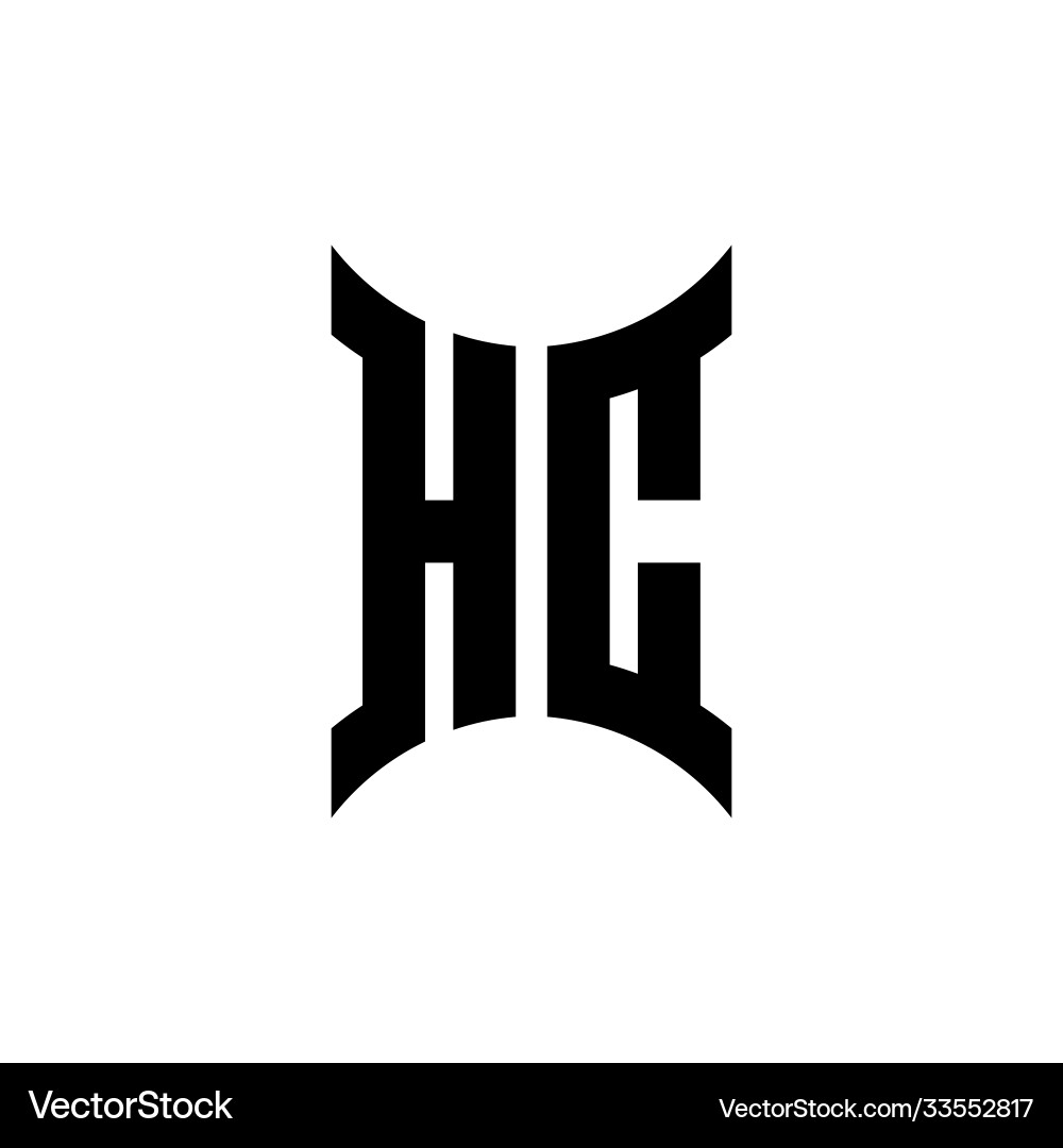 Hc monogram logo with curved side Royalty Free Vector Image