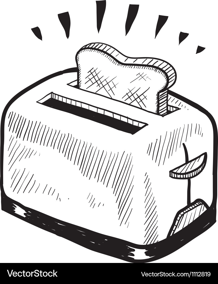 Doodle toaster toast Royalty Free Vector Image
