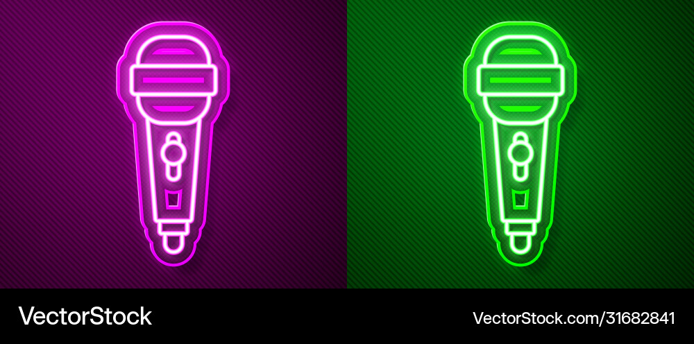 Glowing neon line microphone icon isolated Vector Image