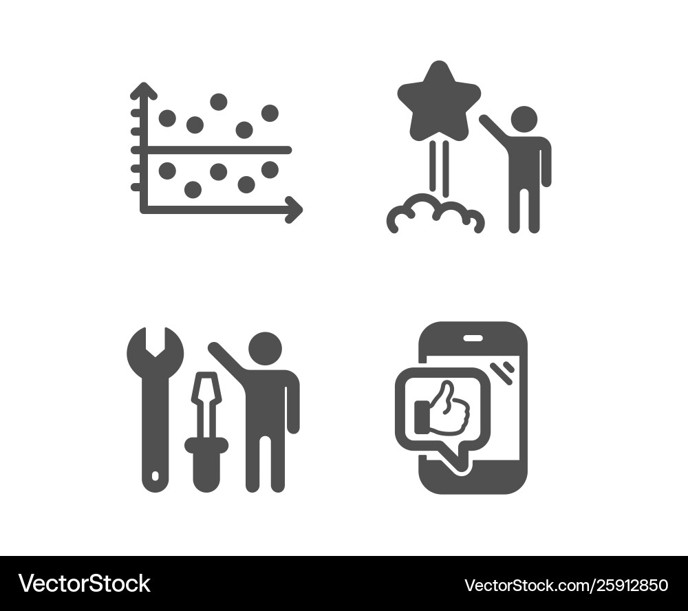 Star repairman and dot plot icons mobile like Vector Image