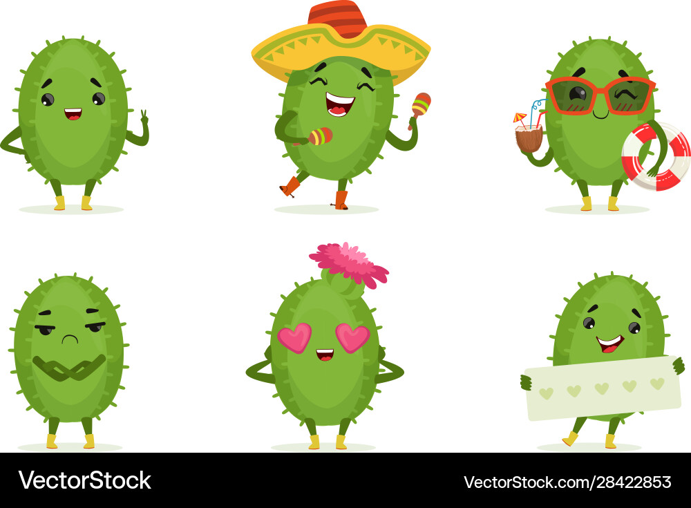 Cartoon cactus character isolated on white Vector Image