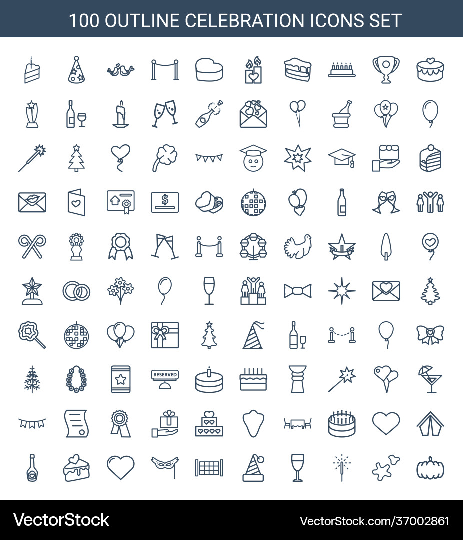 100 celebration icons Royalty Free Vector Image