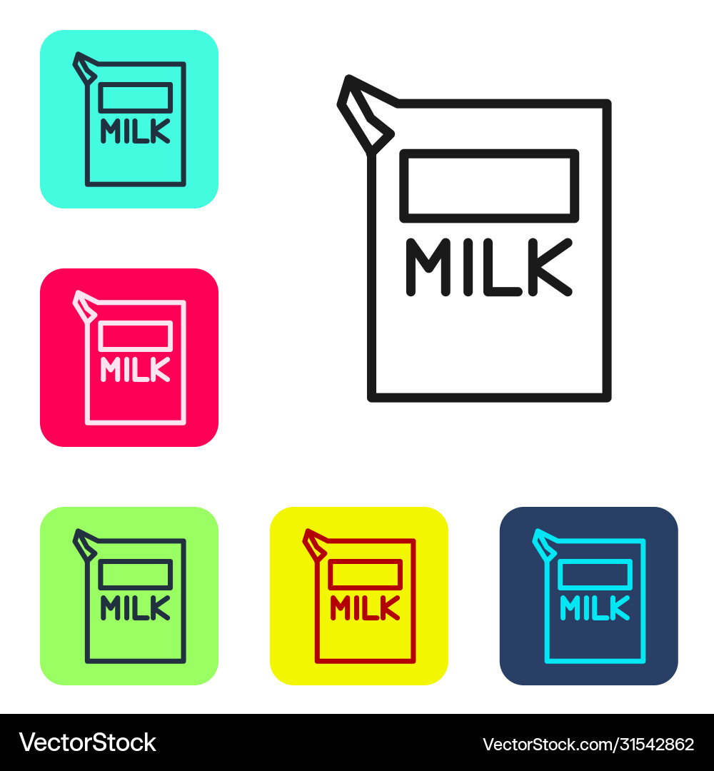 Black line paper package for milk icon isolated Vector Image