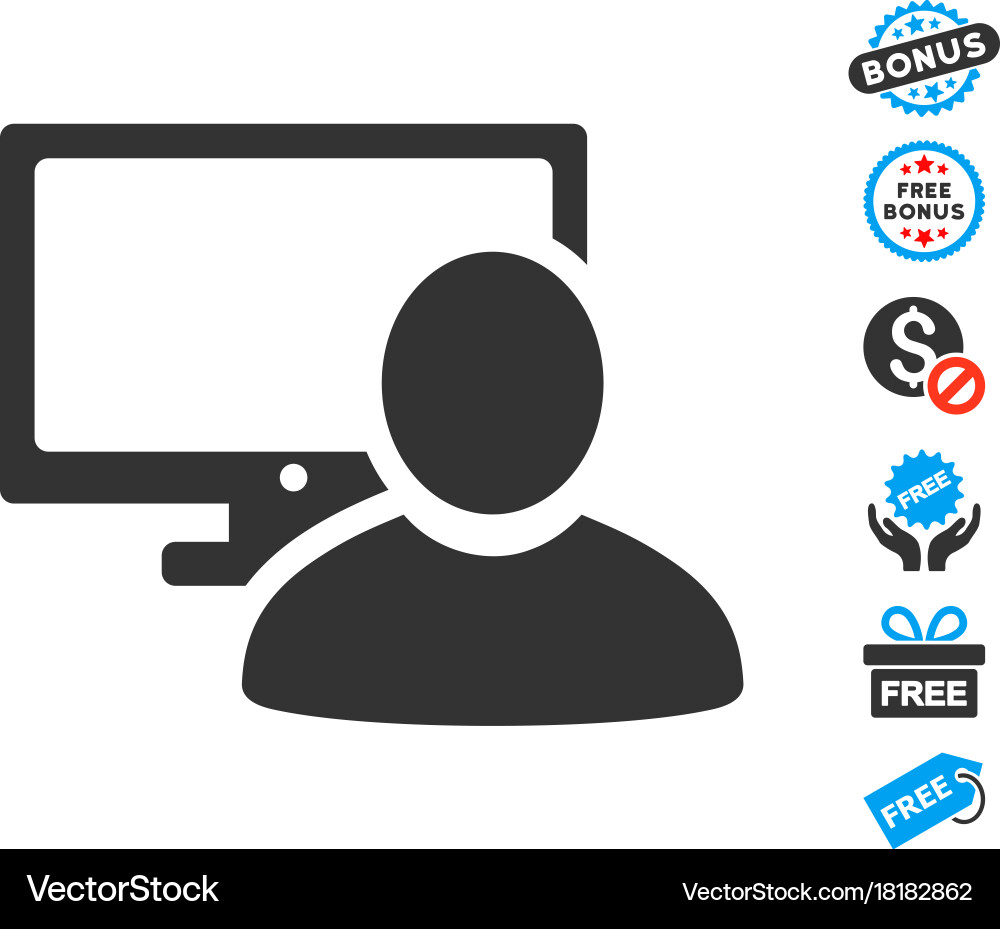 Computer user icon with free bonus Royalty Free Vector Image