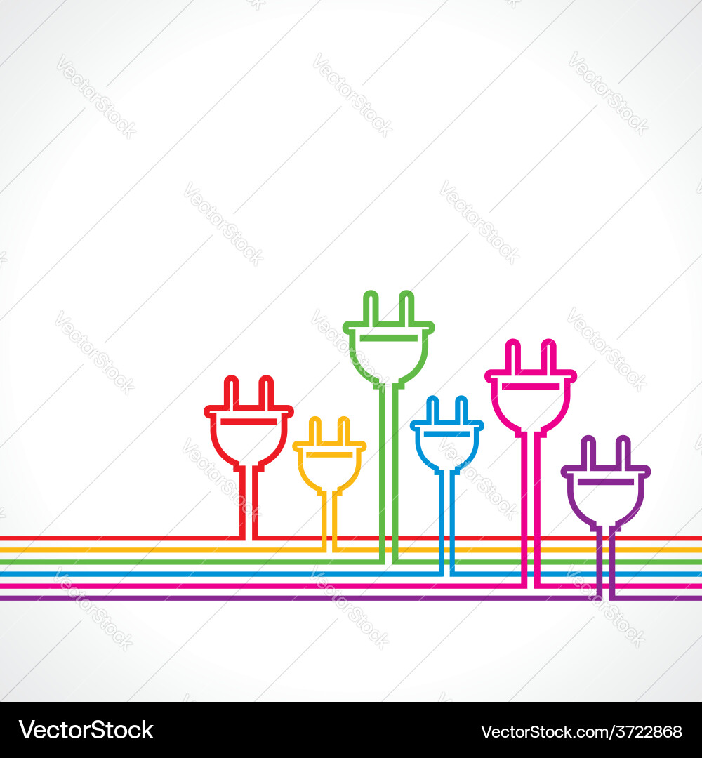 Colorful electric plug background Royalty Free Vector Image