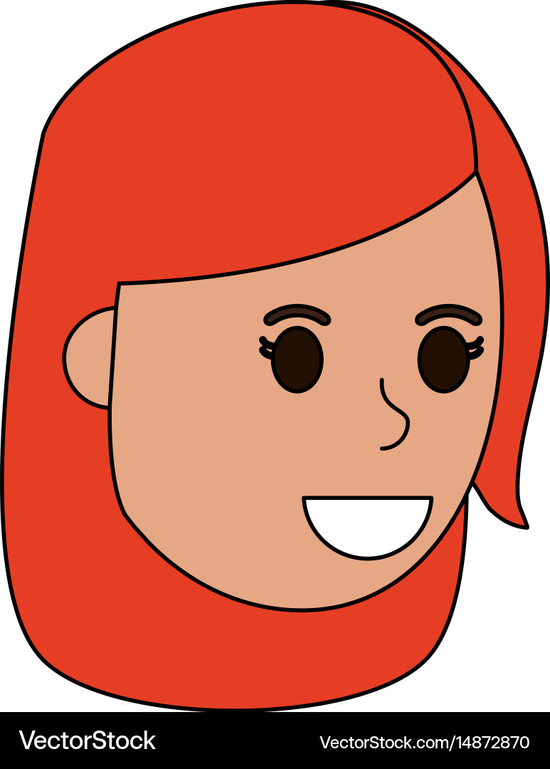 Color image cartoon side view face girl with Royalty Free Vector Image ...