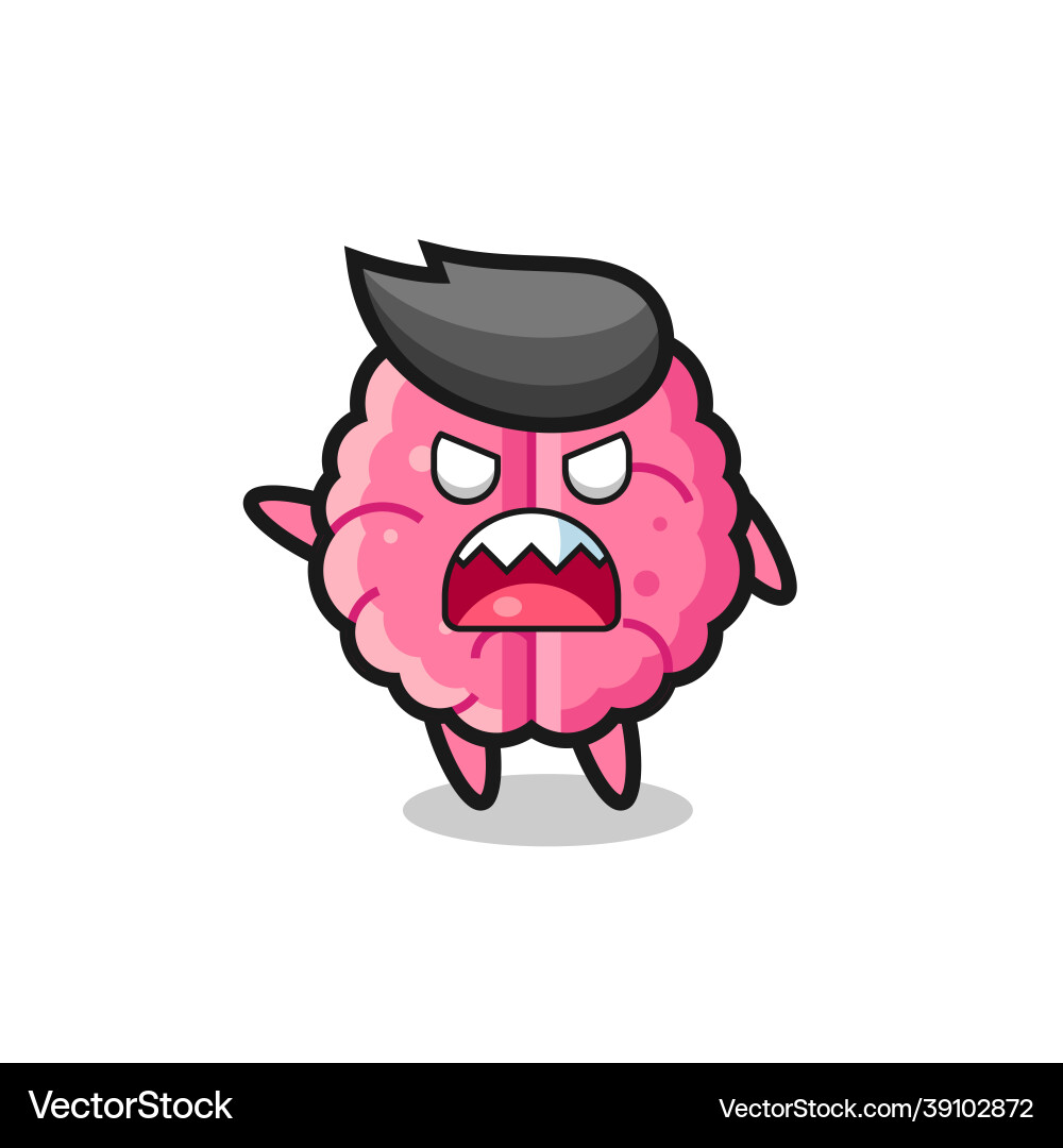 Cute brain cartoon in a very angry pose Royalty Free Vector