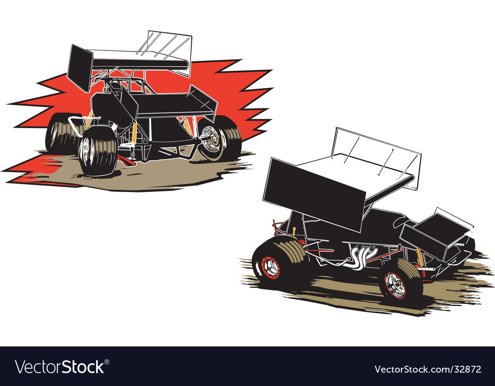 Two sprint cars Royalty Free Vector Image - VectorStock