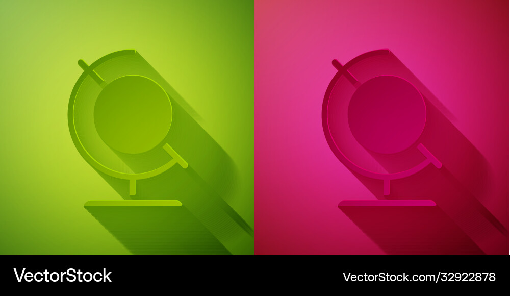 Paper cut earth globe icon isolated on green Vector Image
