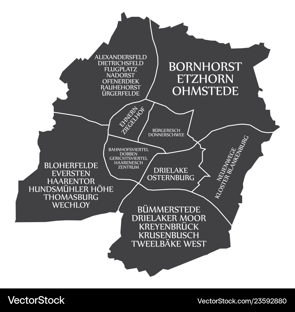 Oldenburg city map germany de labelled black Vector Image