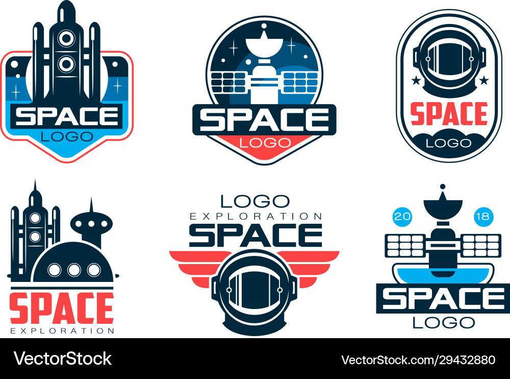 Space logo design templates collection Royalty Free Vector