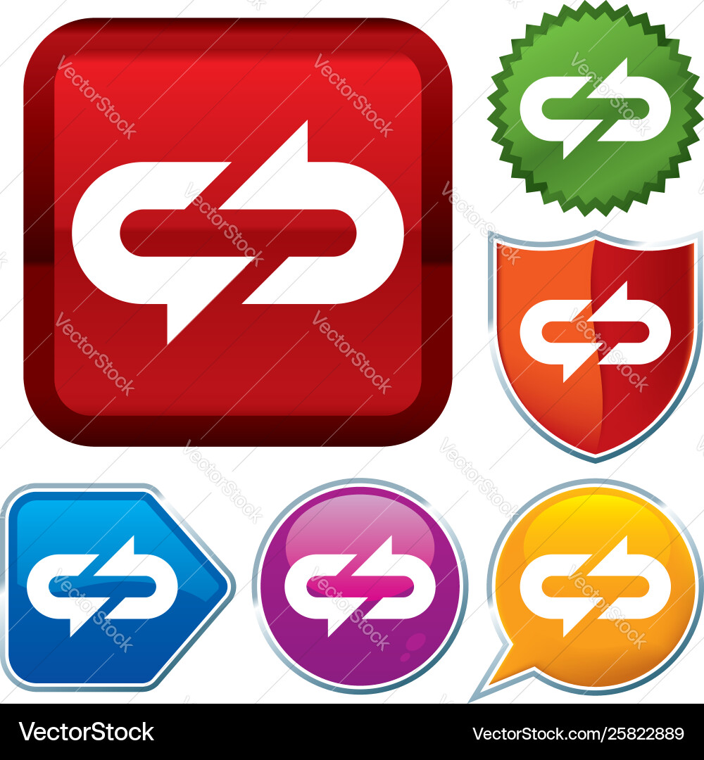 Set shiny icon series on buttons syncro Royalty Free Vector
