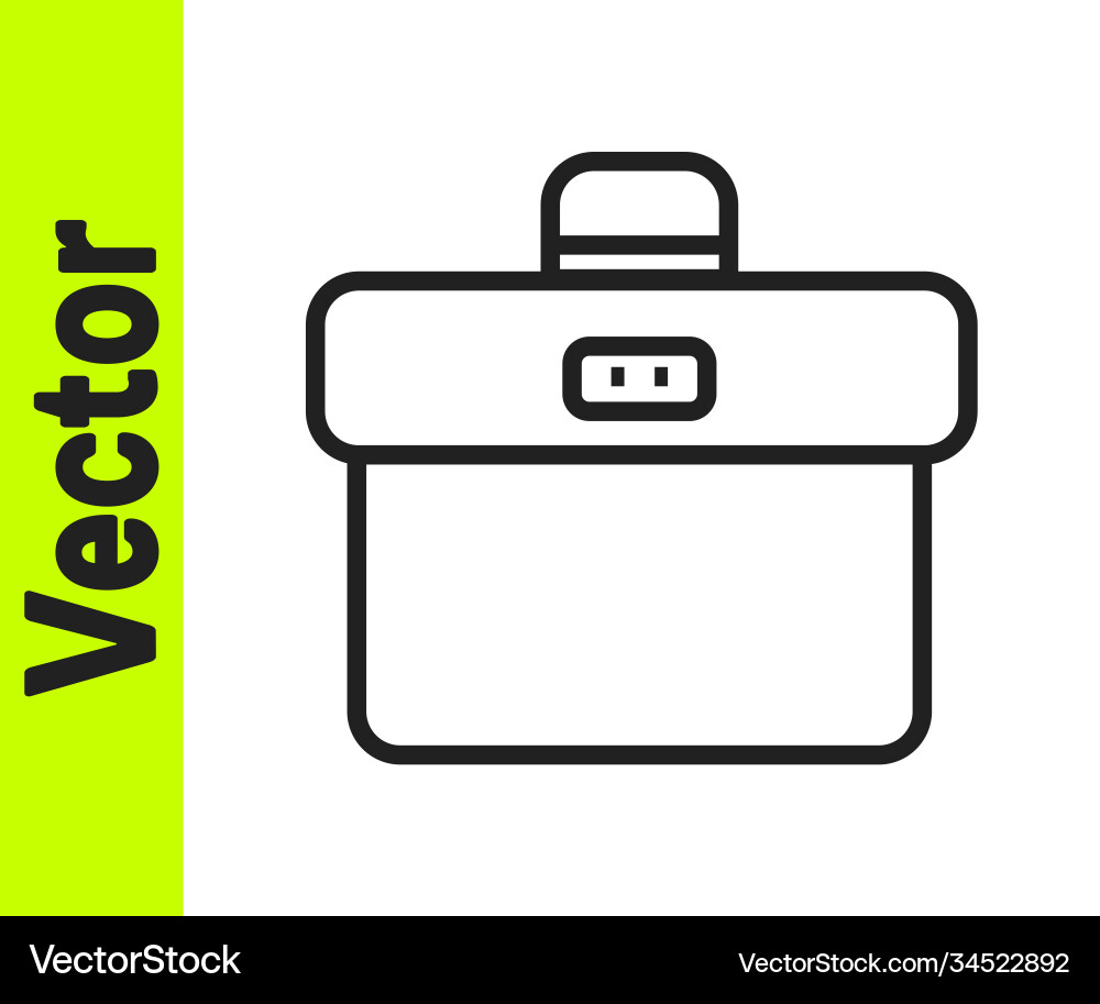 Black line briefcase icon isolated on white Vector Image
