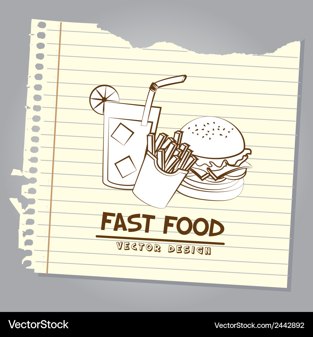 Fast food design over notebook leaf background Vector Image