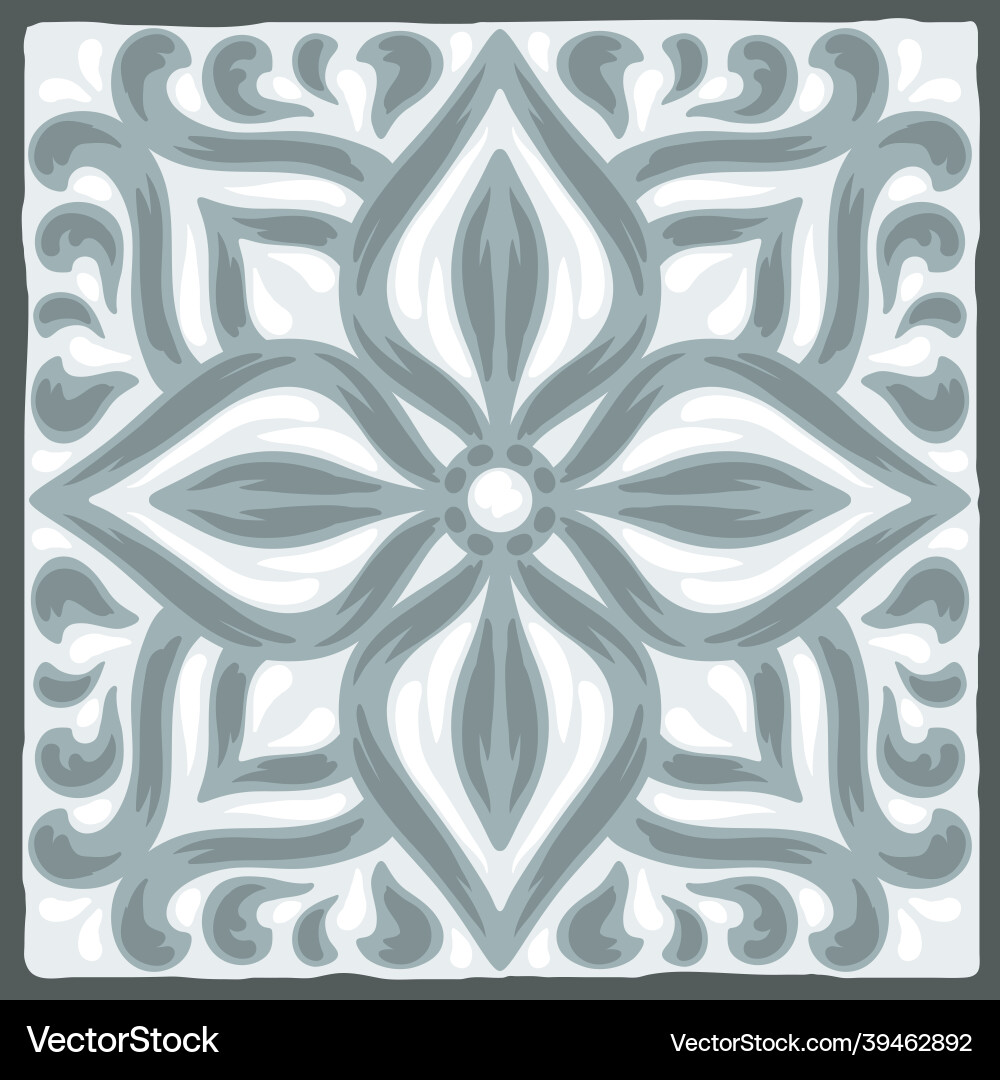 Portuguese azulejo ceramic tile pattern Royalty Free Vector
