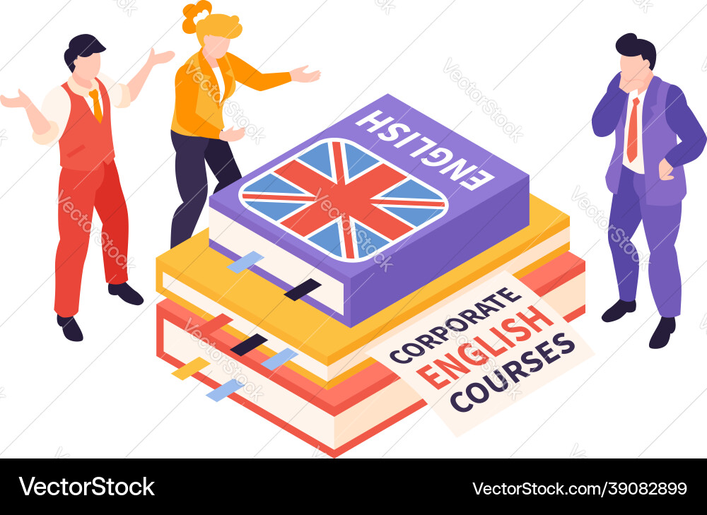 Corporate english courses composition Royalty Free Vector