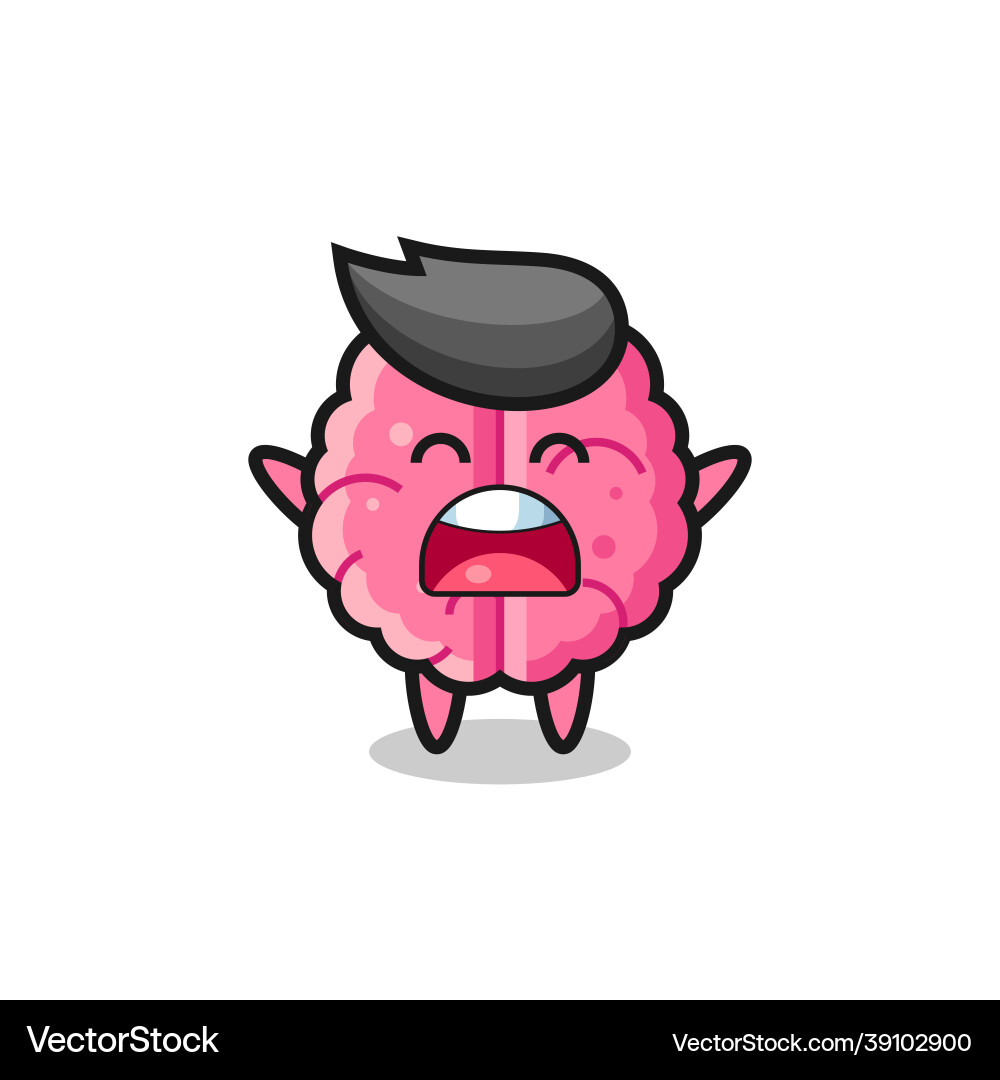 Cute brain mascot with a yawn expression Vector Image