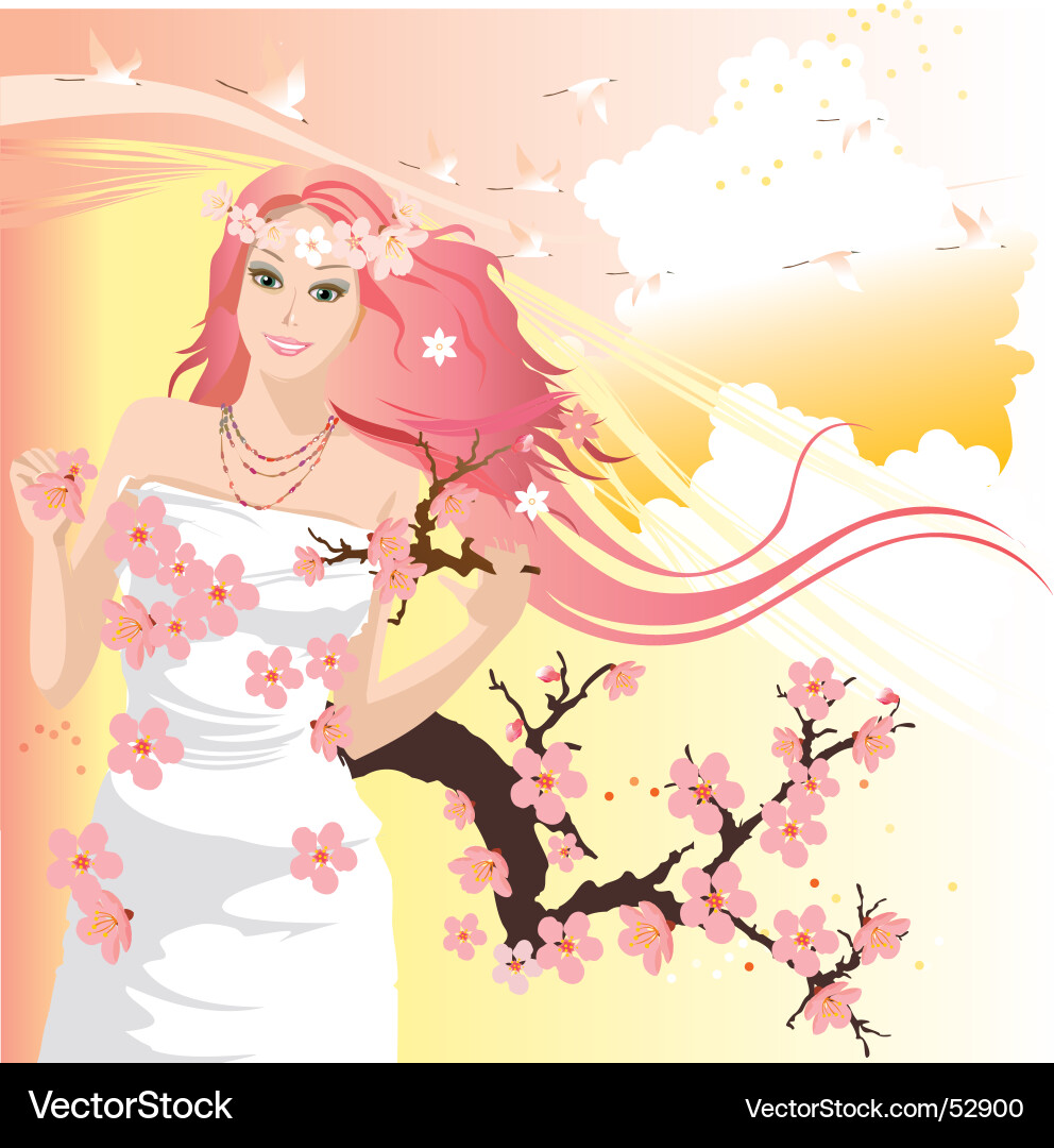 Woman with flowers Royalty Free Vector Image - VectorStock