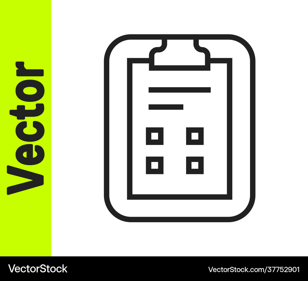 Black line exam sheet with check mark icon Vector Image