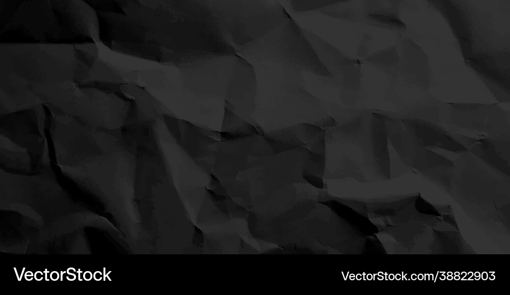 Black crumpled paper texture pattern rough grunge Vector Image