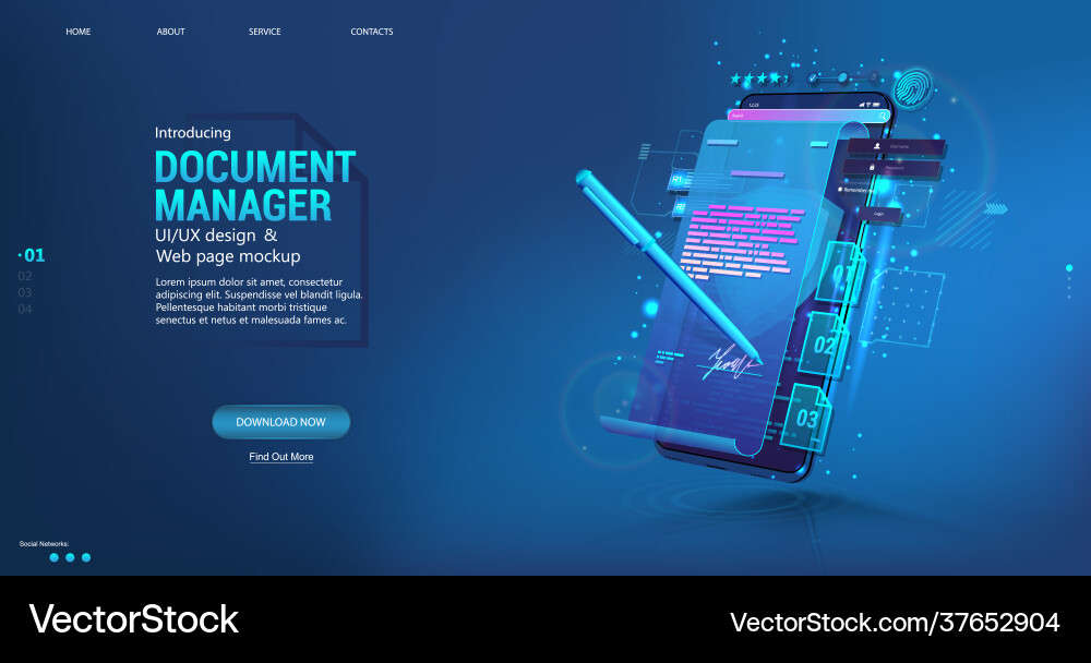 Document manager - mobile phone app for business Vector Image