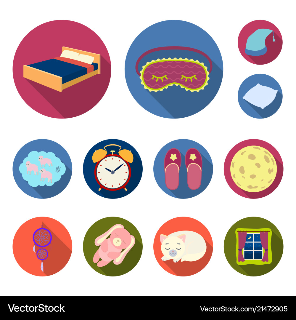Rest and sleep flat icons in set collection Vector Image