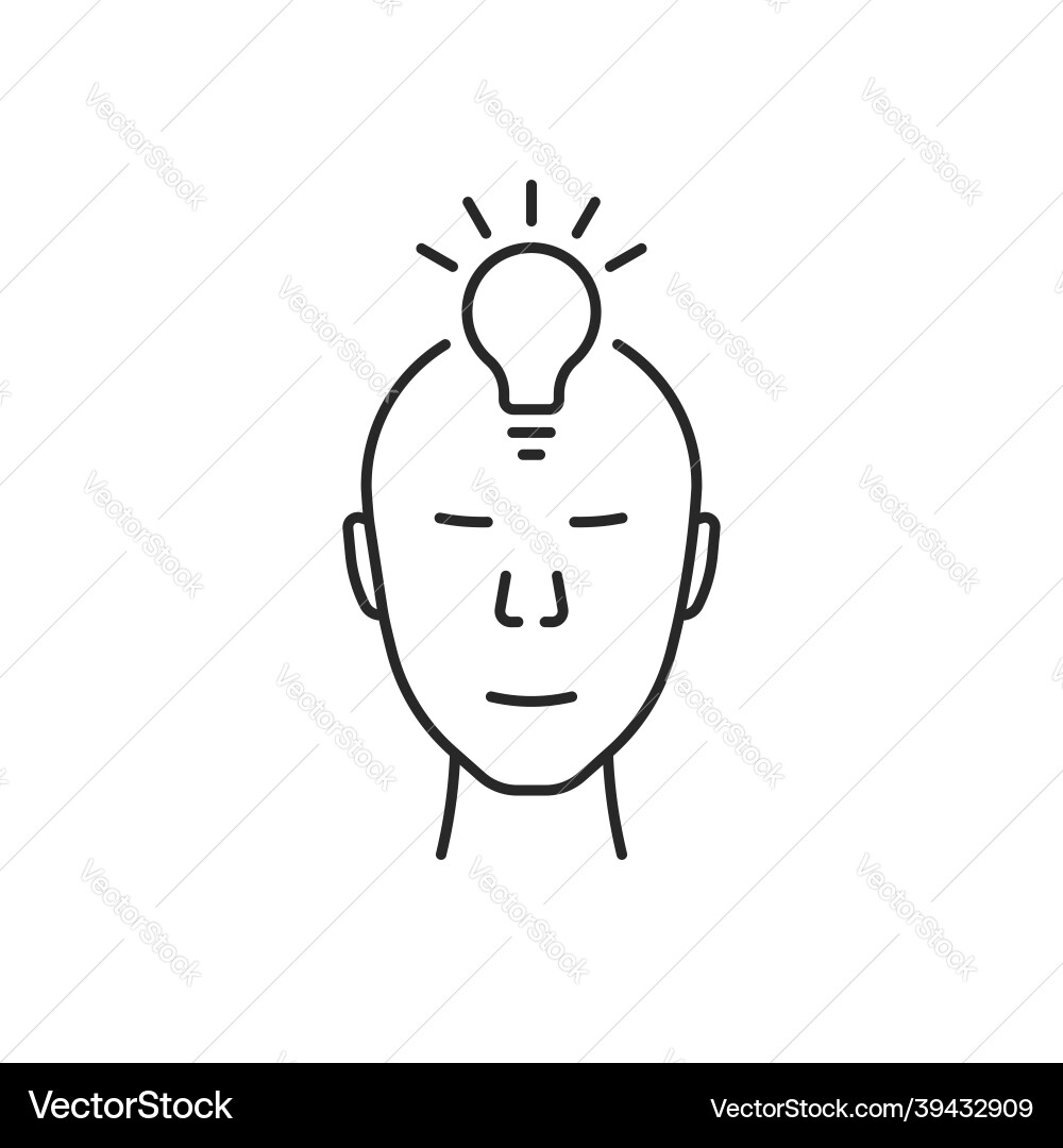 Human face with bulb like insight logo Royalty Free Vector