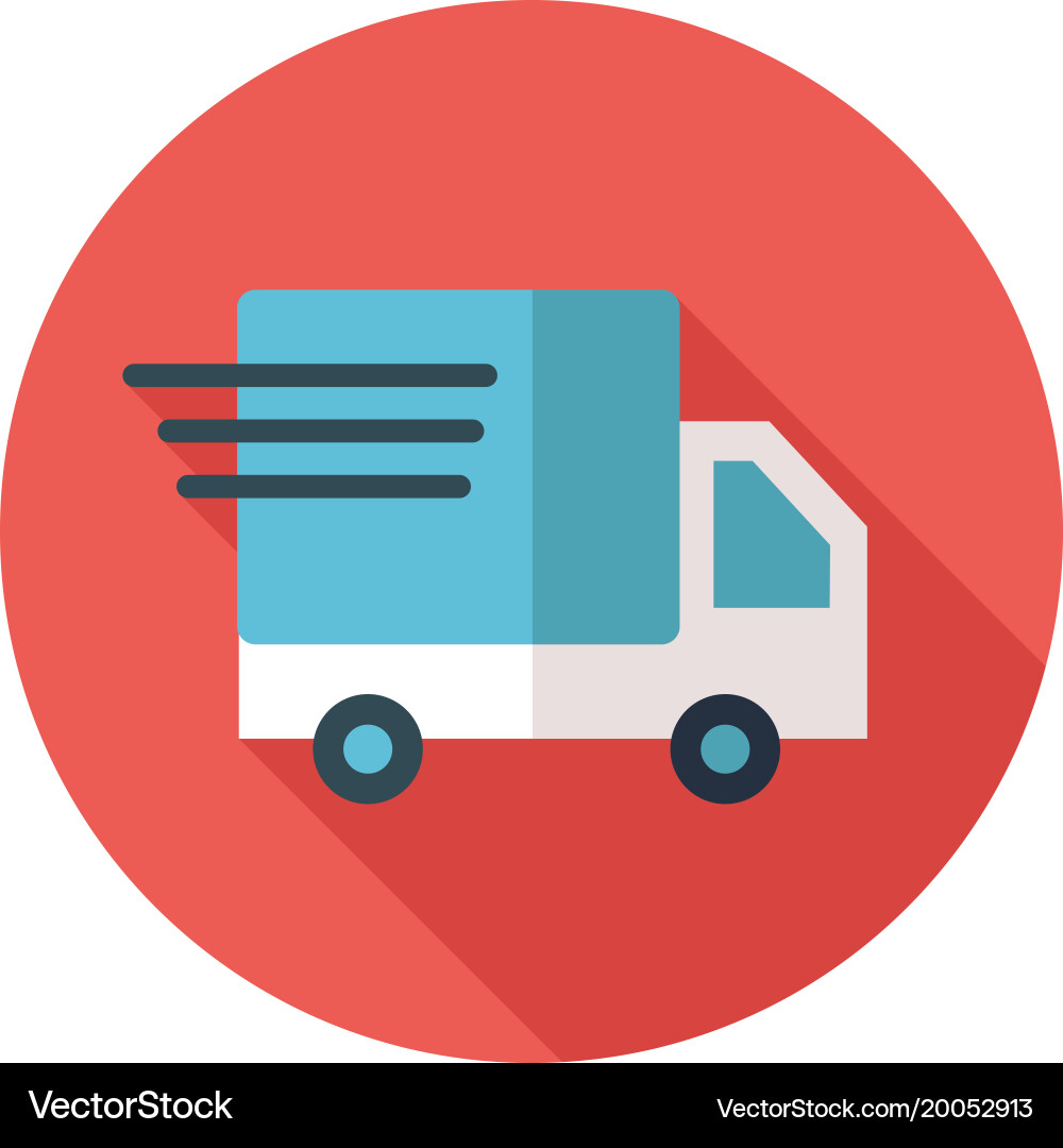 Fast shipping delivery truck flat icon Royalty Free Vector