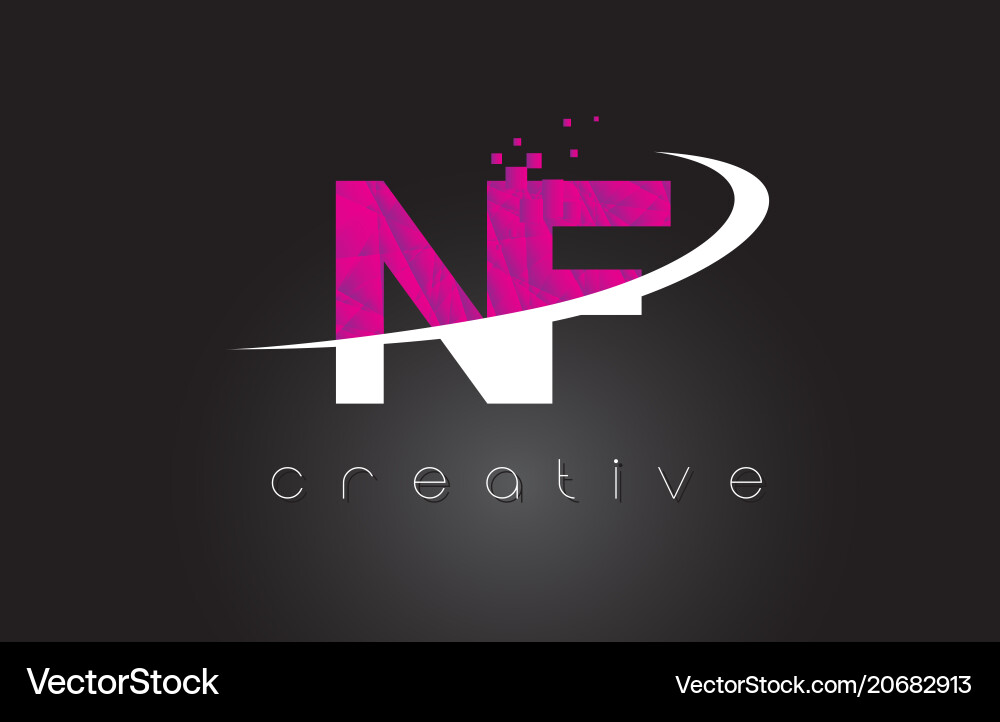 Nf n f creative letters design with white pink Vector Image