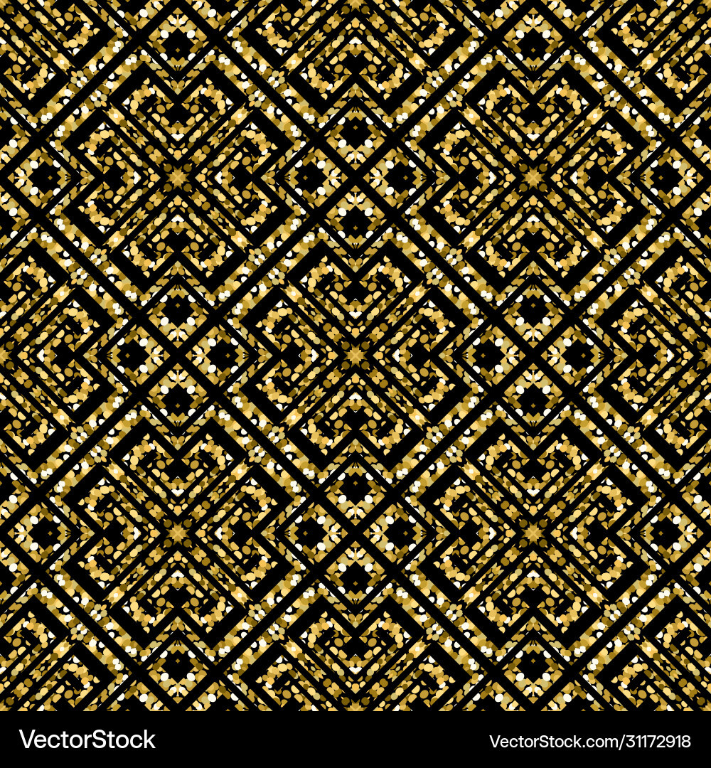 Gold glittery shiny greek seamless pattern Vector Image