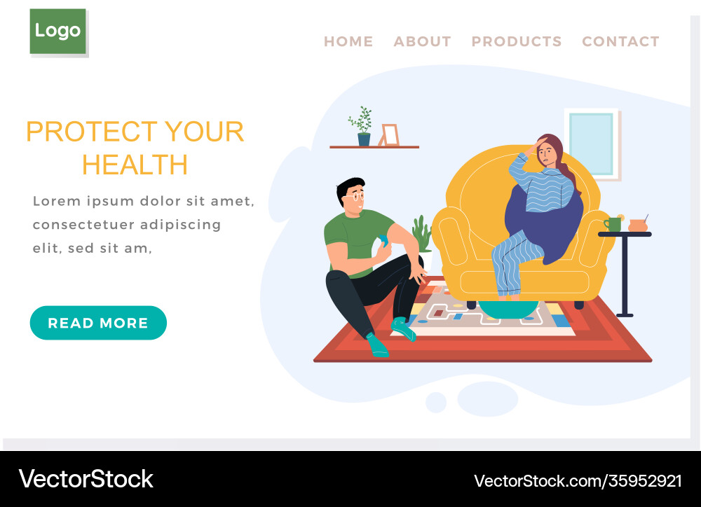 Landing page template protect human health Vector Image