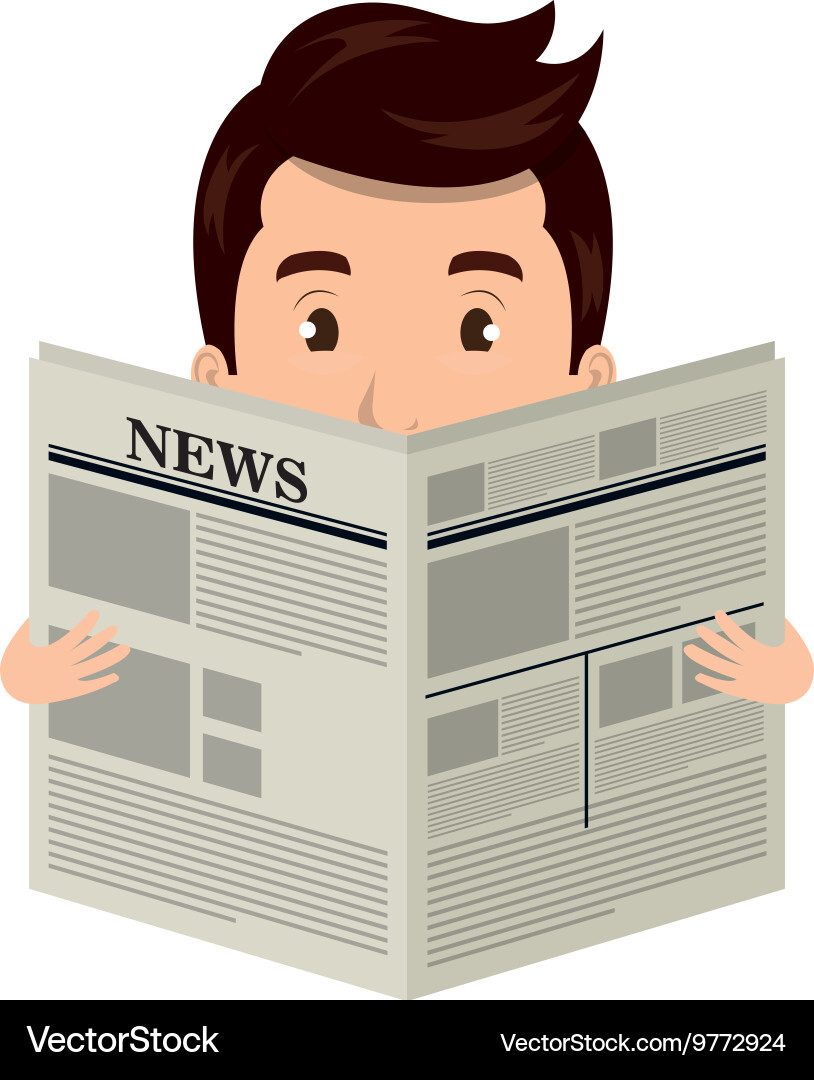 Man reading newspaper cartoon design Royalty Free Vector