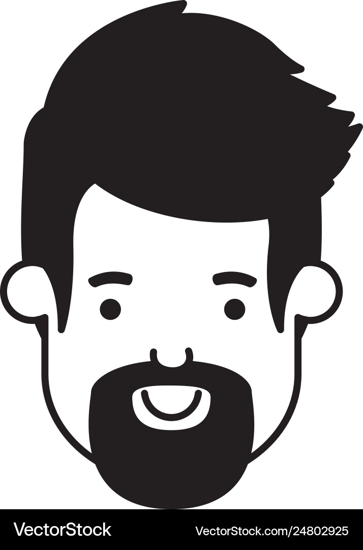 Young man head with beard avatar character Vector Image