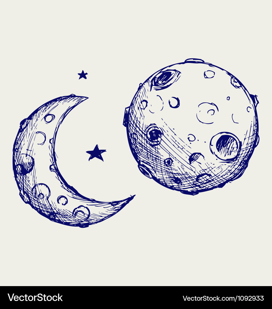 Moon and lunar craters Royalty Free Vector Image - VectorStock