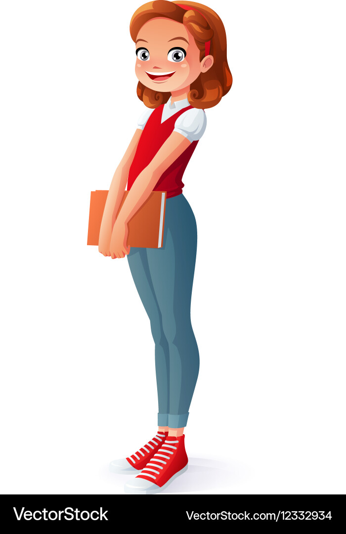 Cute smiling young school student girl Royalty Free Vector