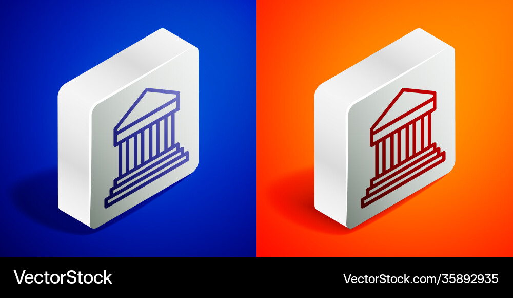 Isometric line parthenon from athens acropolis Vector Image