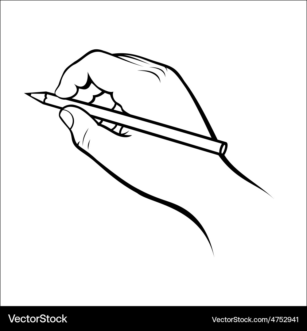 Hand holding pencil Royalty Free Vector Image - VectorStock