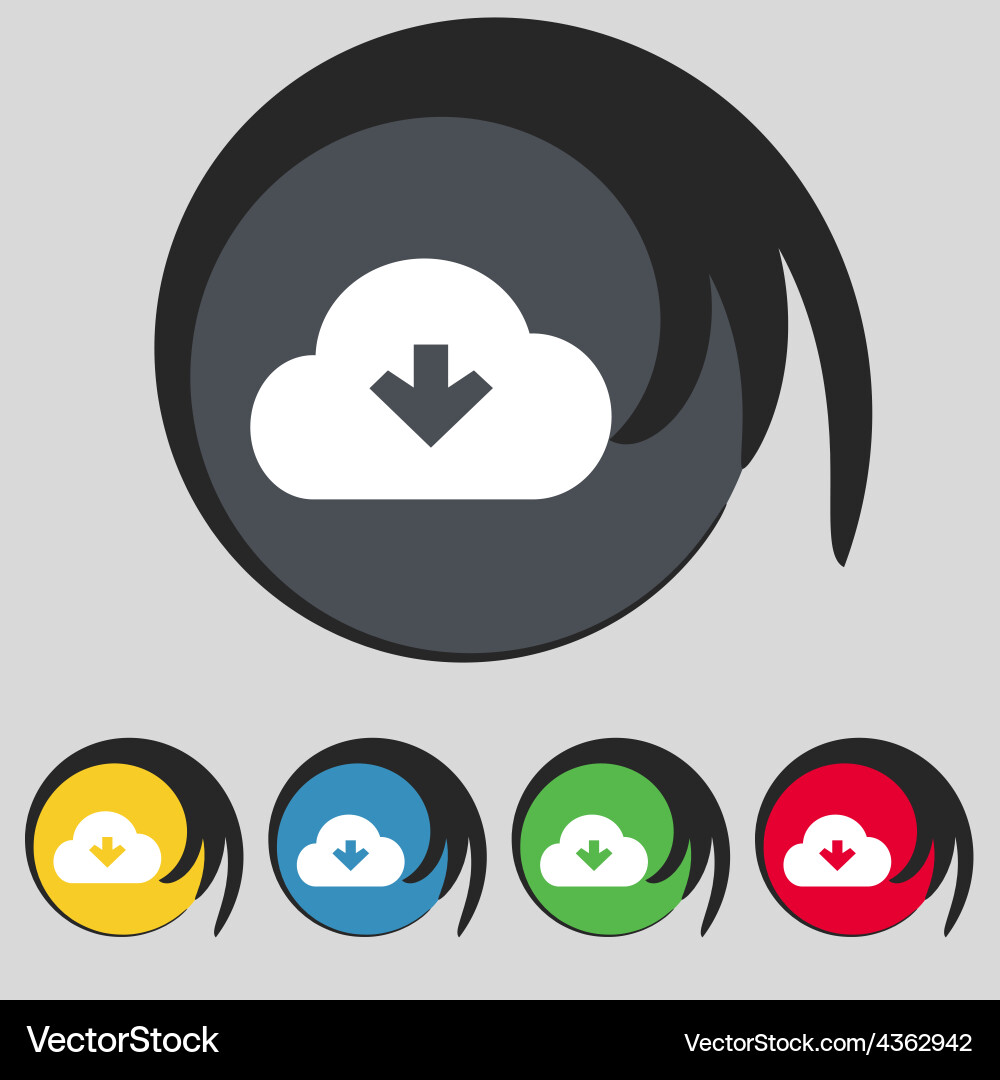 Download from cloud icon sign symbol on five Vector Image