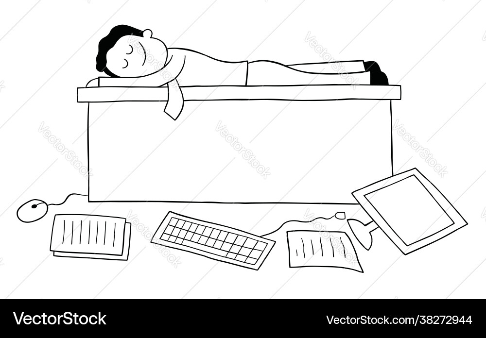 Cartoon man threw computer and papers Royalty Free Vector