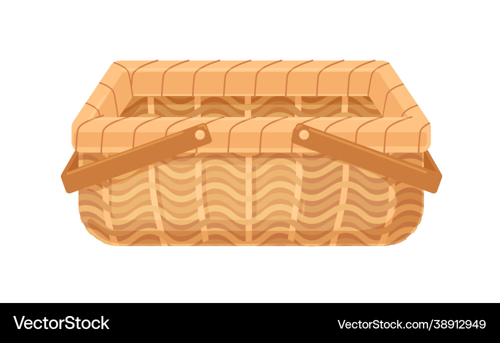 Empty straw wicker basket with handles woven Vector Image