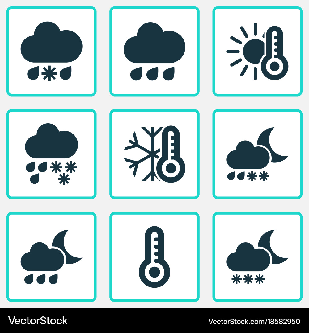 Air icons set includes icons such as drizzle Vector Image