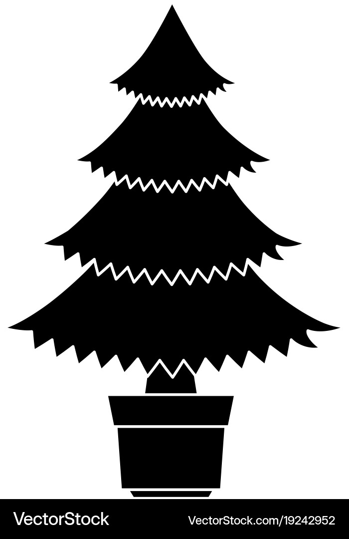 Pine tree plant in pot Royalty Free Vector Image