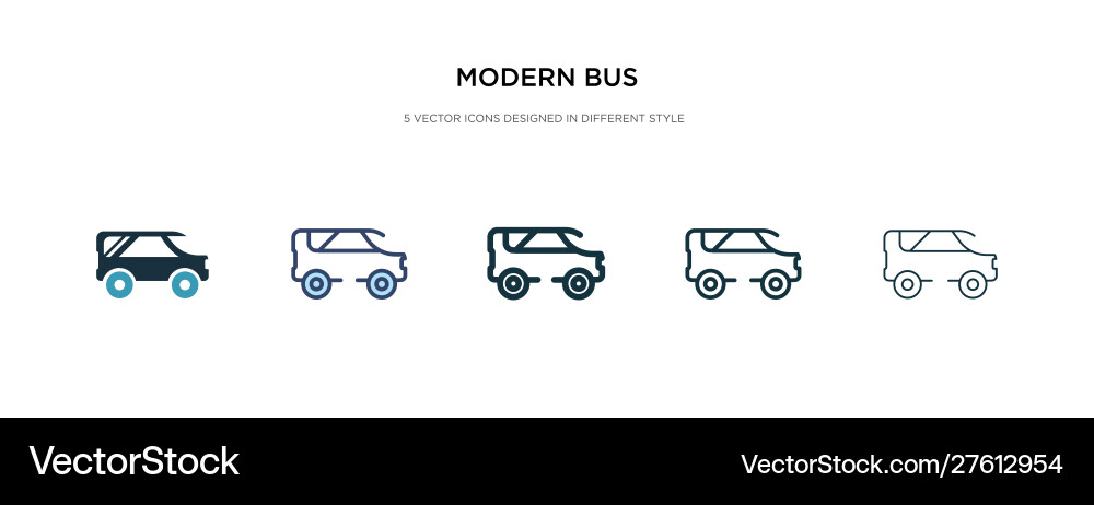 Modern bus icon in different style two colored Vector Image
