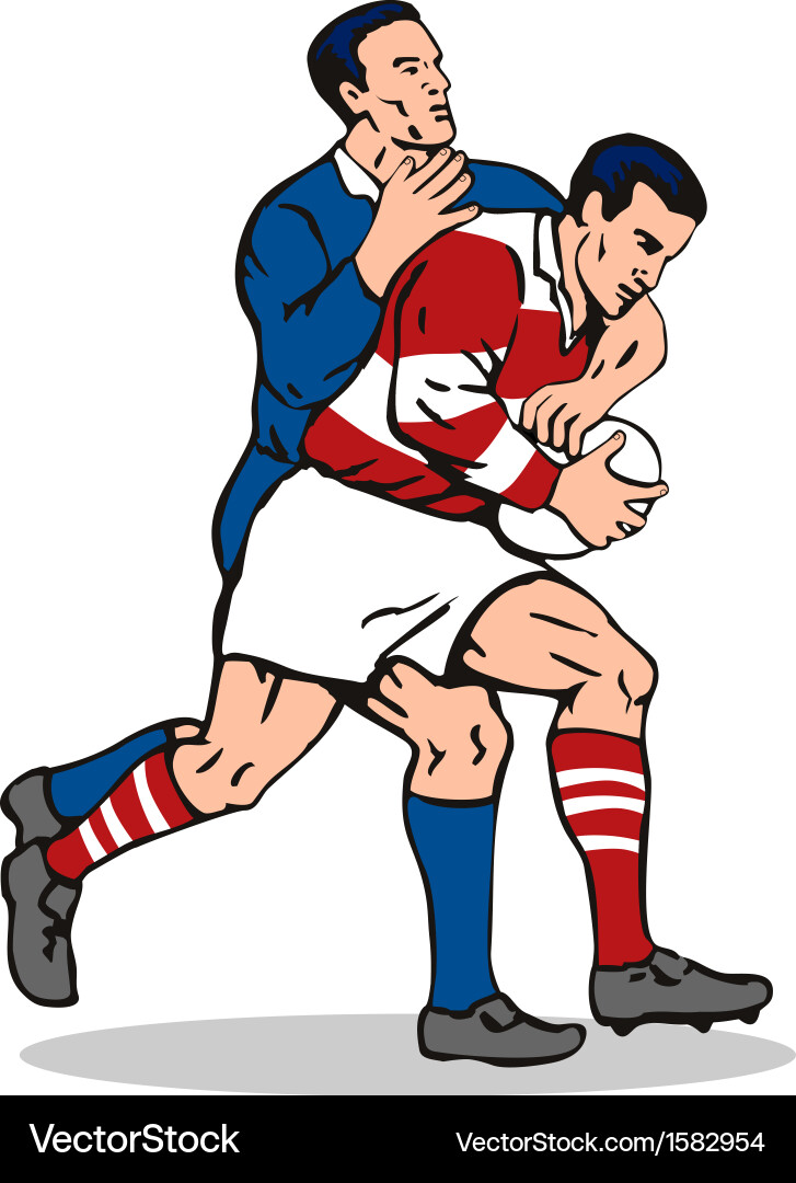 Rugby player tackling Royalty Free Vector Image