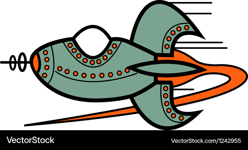 Cartoon retro spaceship Royalty Free Vector Image